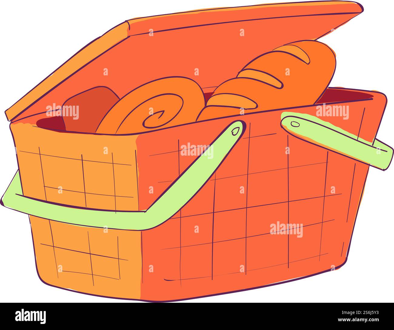 Bakery basket icon. Cartoon and flat of Bakery basket vector icon for ...