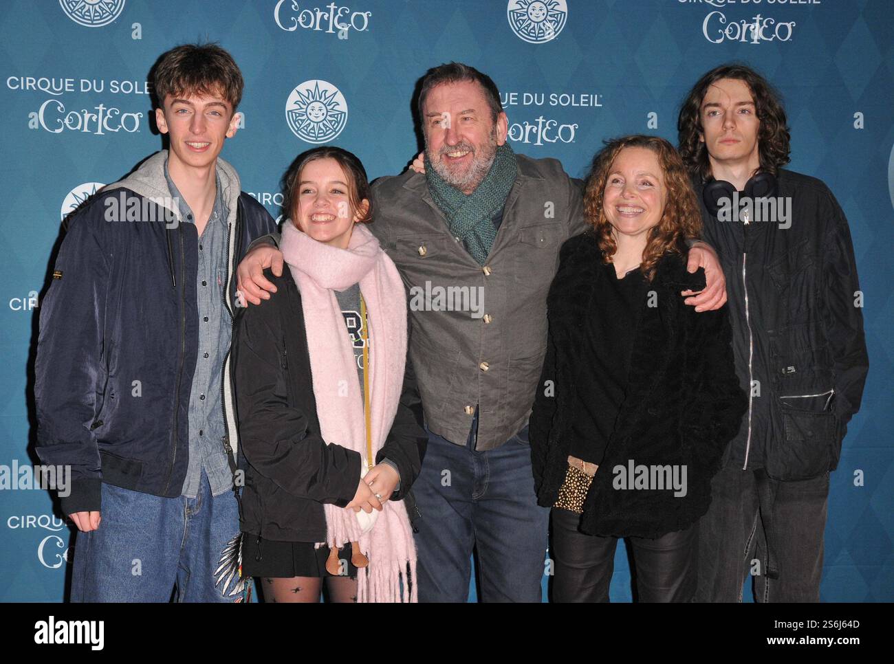 Lee Mack (centre) and family at the "Cirque du Soleil: Corteo" London ...
