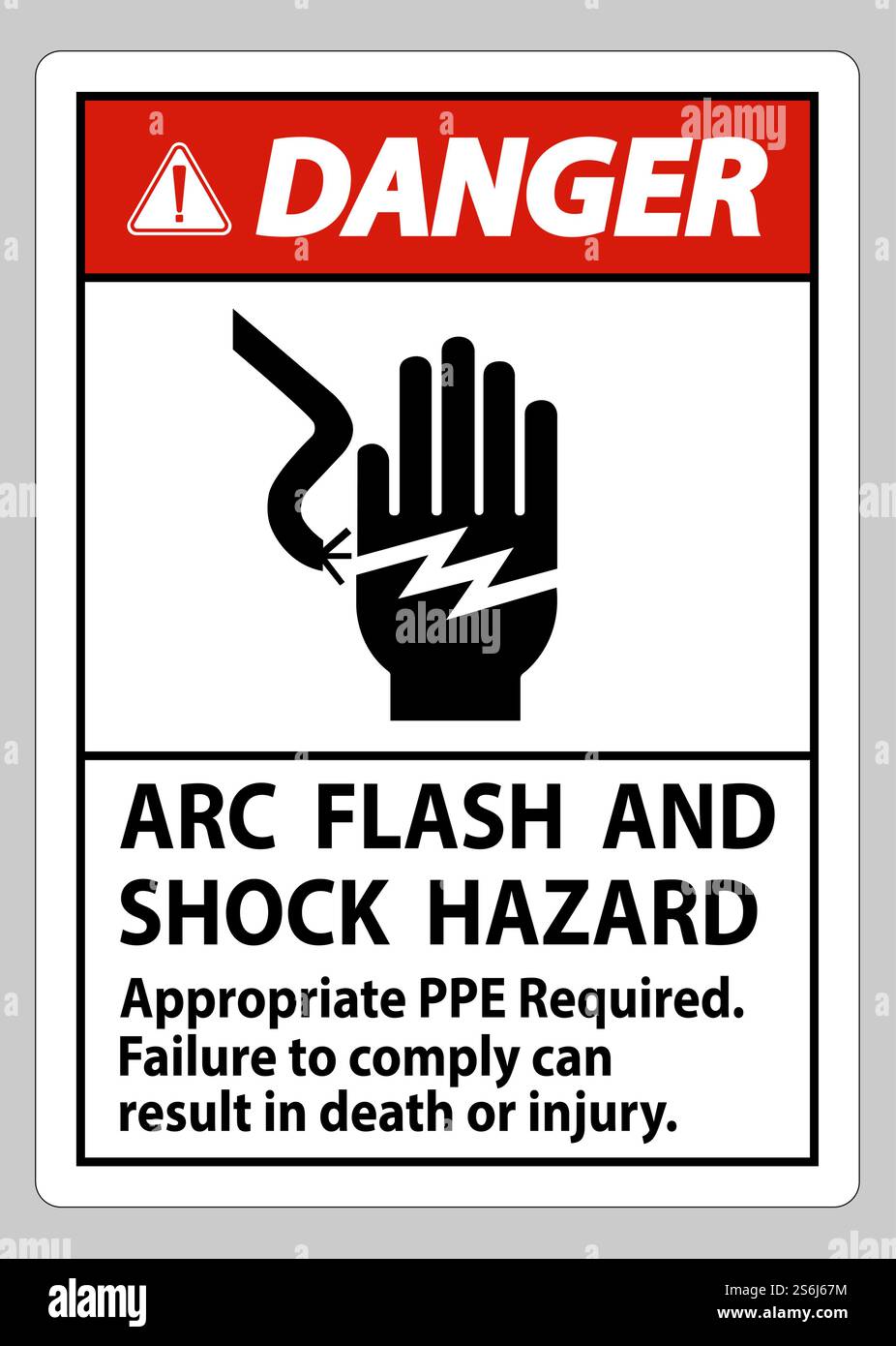 Danger Sign Arc Flash And Shock Hazard Appropriate PPE Required Stock ...