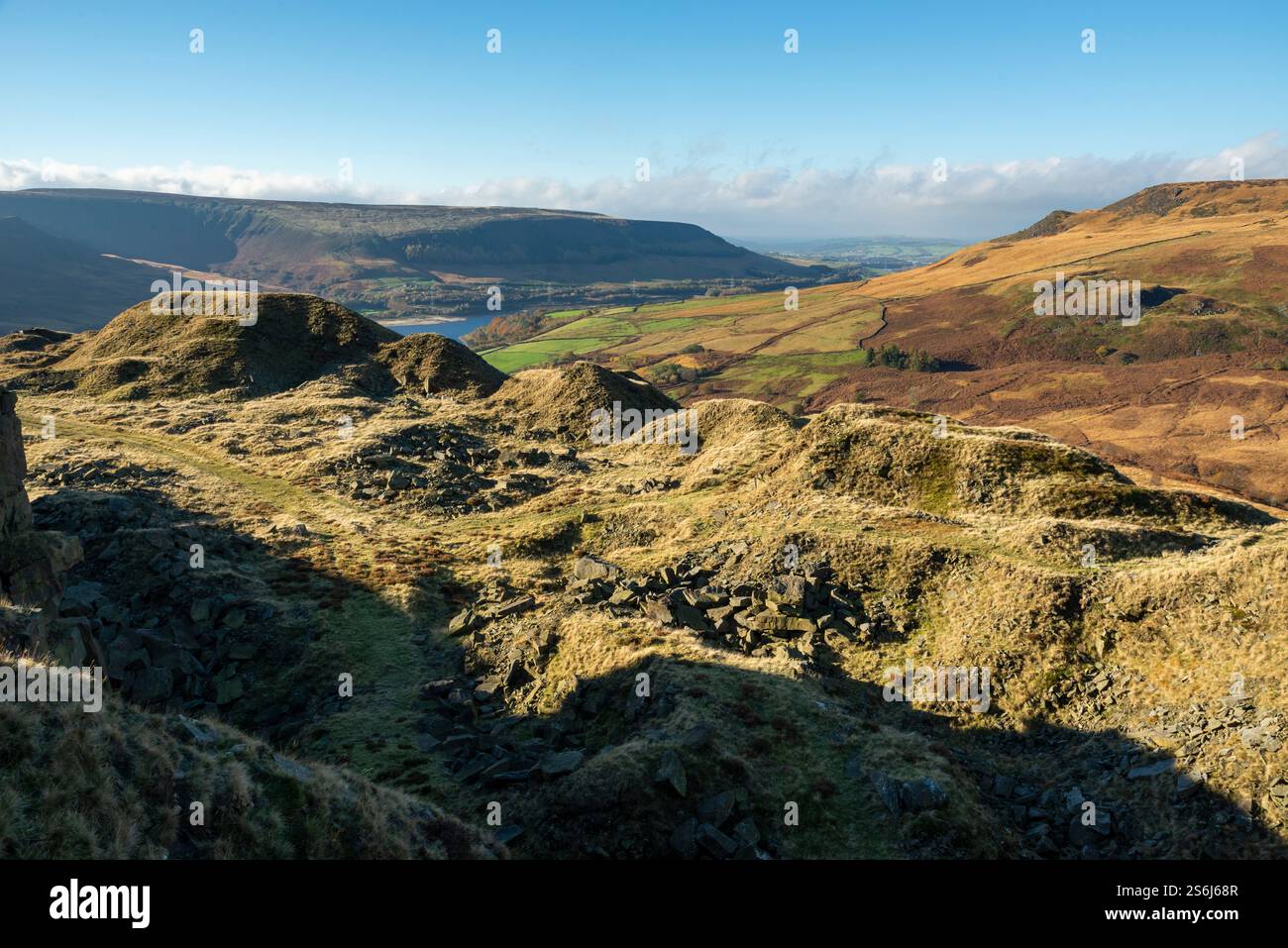 Loftend Quarry high above the Longdendale Valley in the north of the ...
