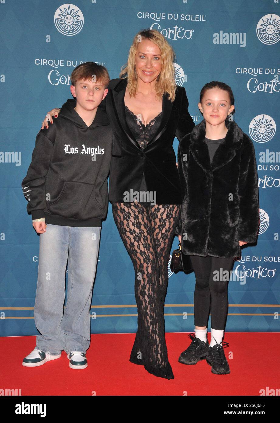 Laura Hamilton and chilkdren at the "Cirque du Soleil: Corteo" London ...