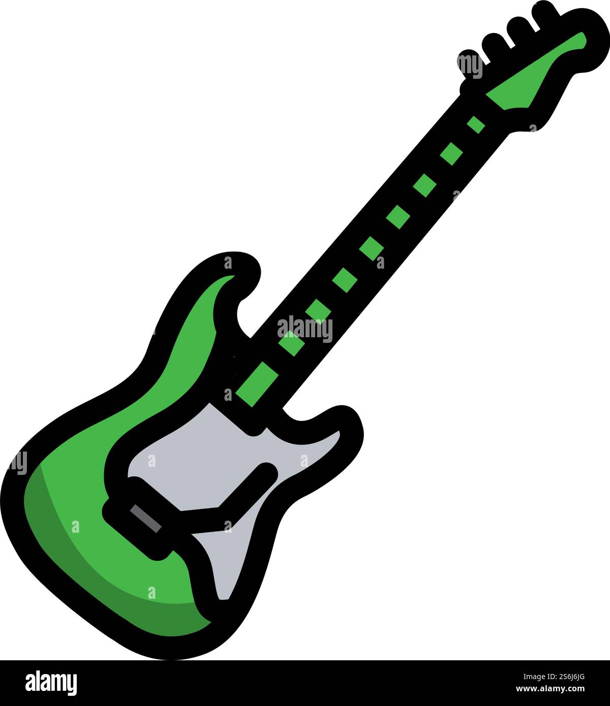 Electric Guitar Icon. Editable Bold Outline With Color Fill Design ...