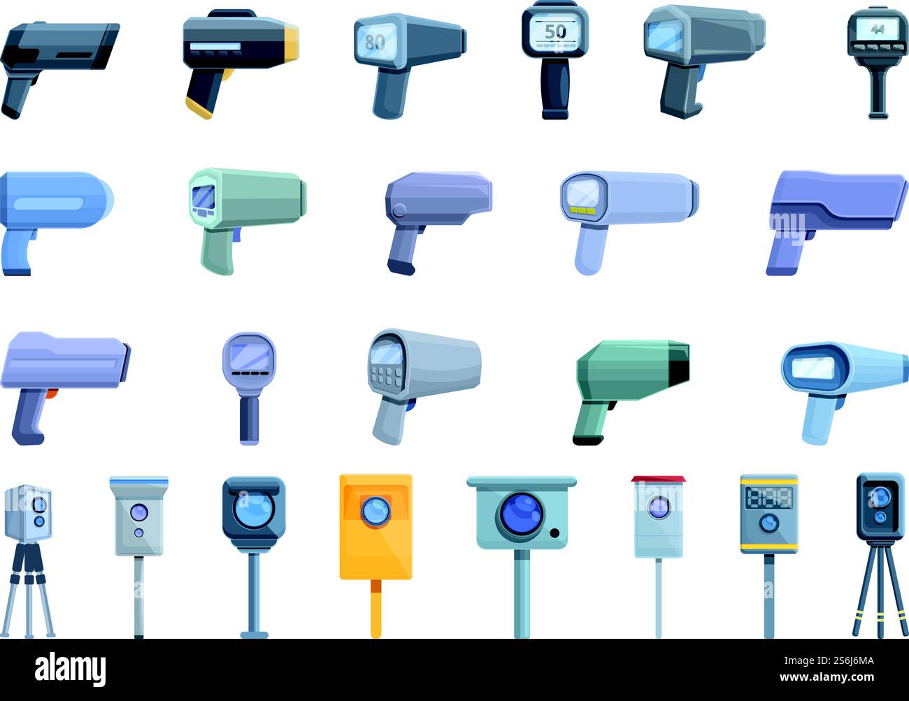 Speed radar icons set. Cartoon set of speed radar vector icons for web ...