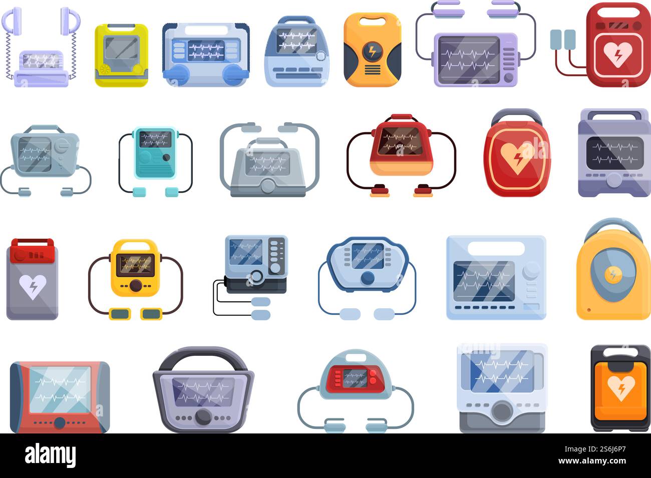 Defibrillator icons set. Cartoon set of defibrillator vector icons for ...