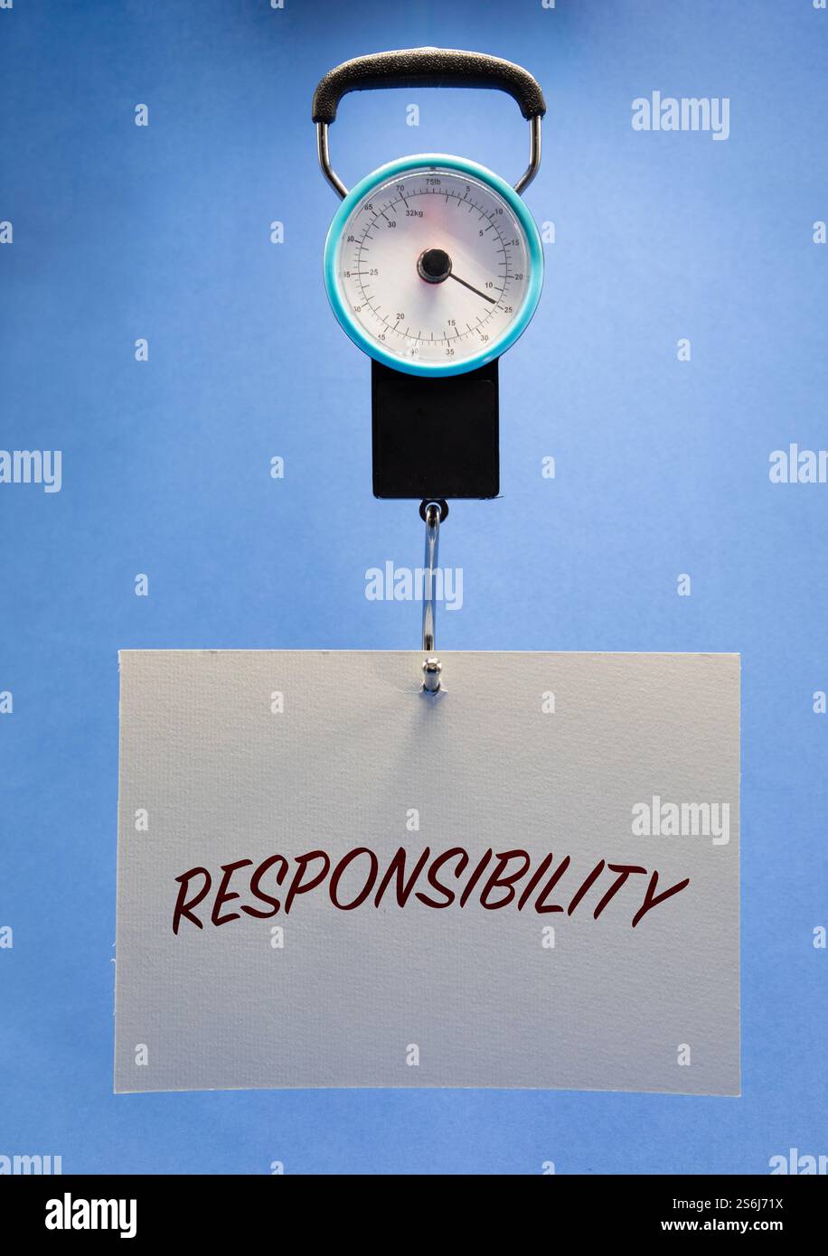 A banner containing the word 'Responsibility' suspended from a set of ...