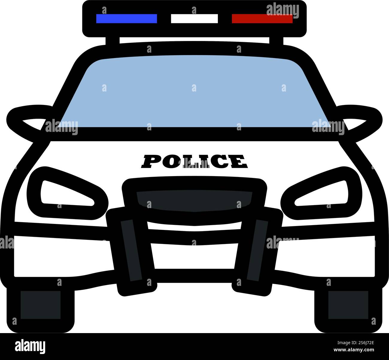 Police Car Icon. Editable Bold Outline With Color Fill Design. Vector ...