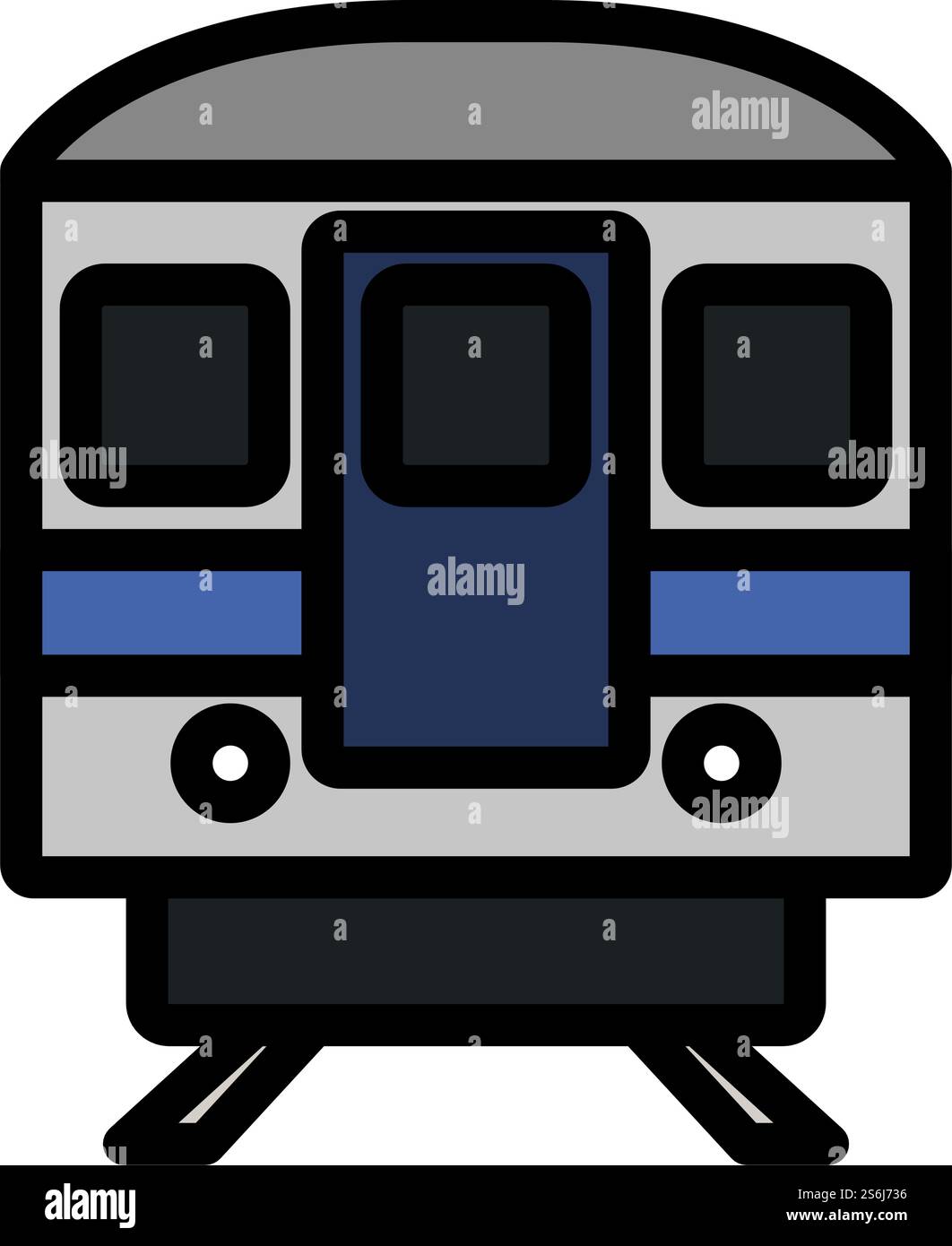 Subway Train Icon. Editable Bold Outline With Color Fill Design. Vector ...