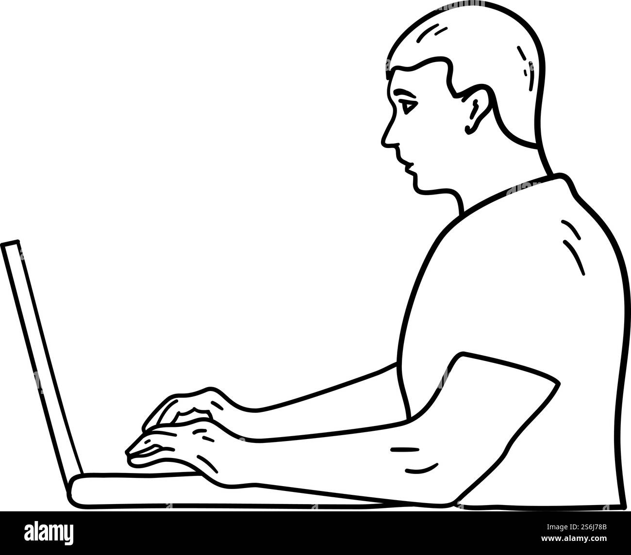 Writer At The Work Icon. Hand Drawn Sketch Design. Vector Illustration ...