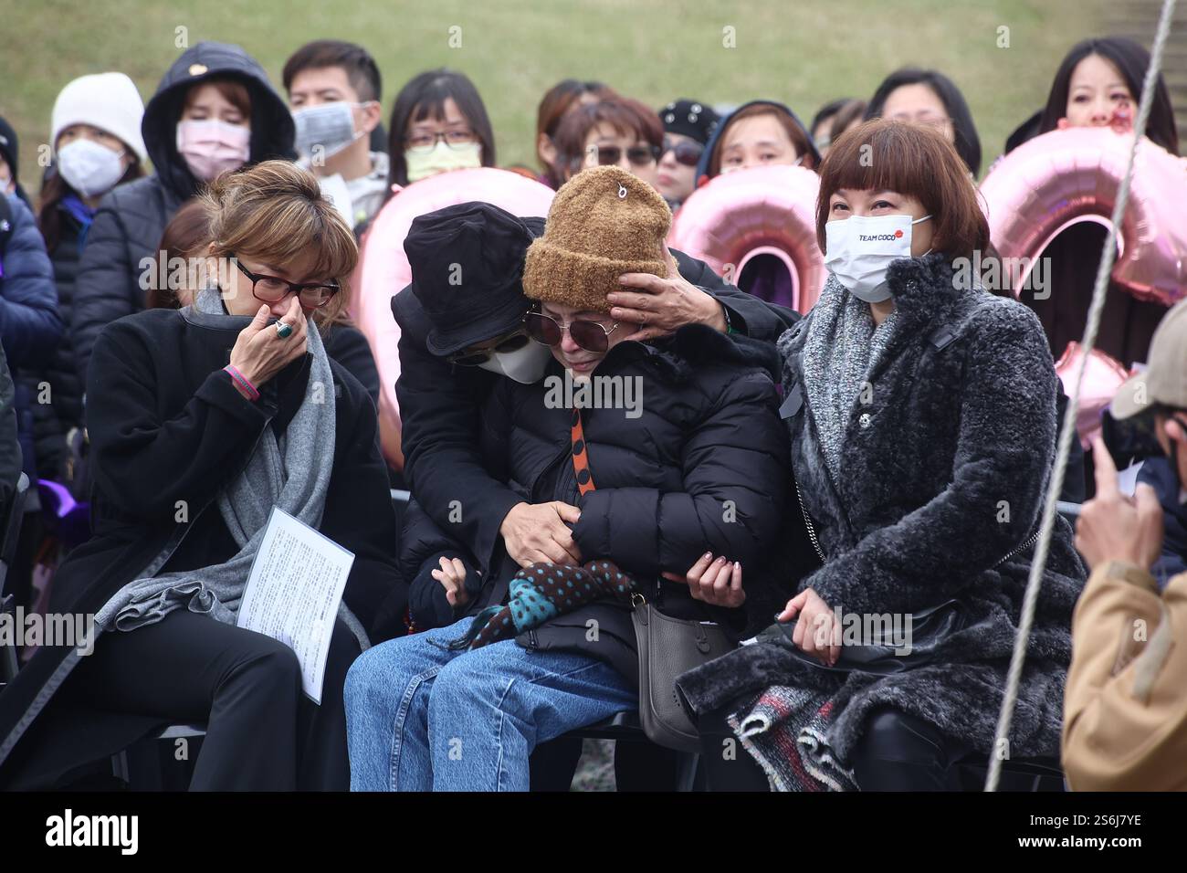 TAIPEI, CHINA - JANUARY 17, 2025 - Family members of female singer CoCo ...