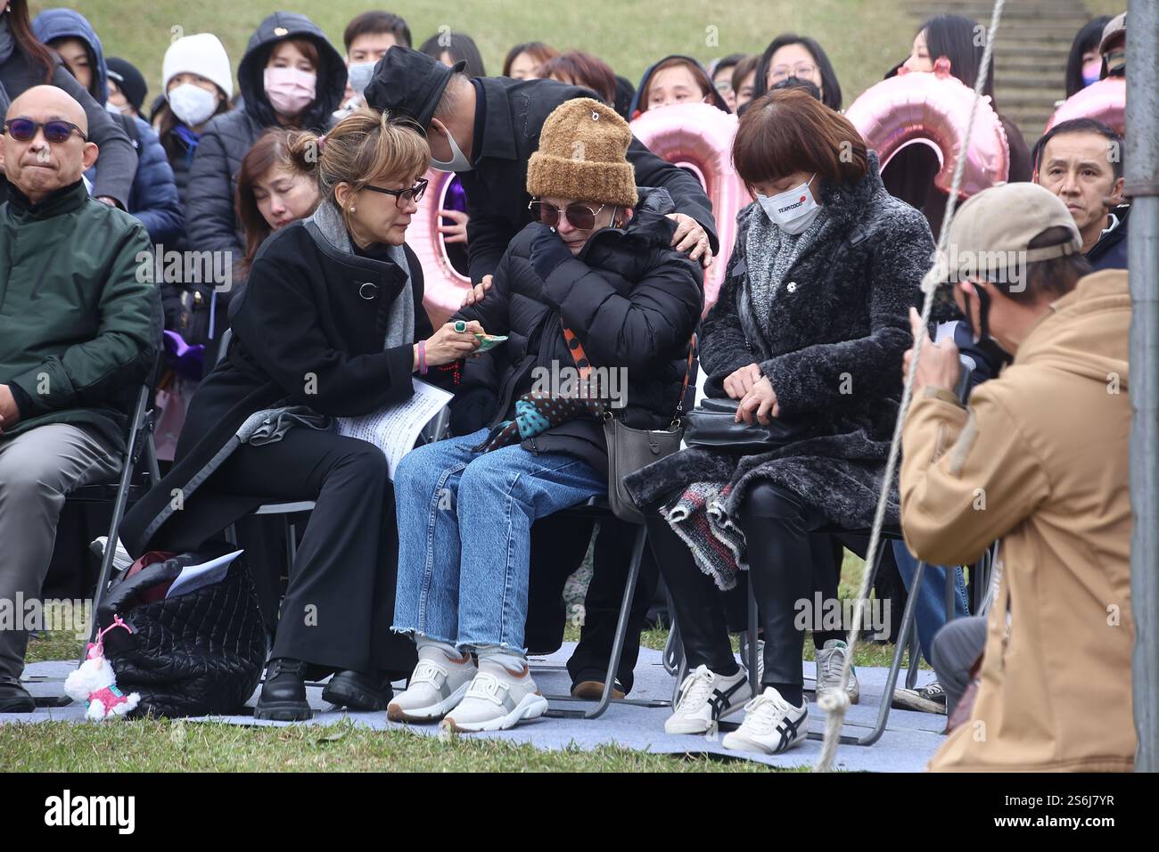 TAIPEI, CHINA - JANUARY 17, 2025 - Family members of female singer CoCo ...