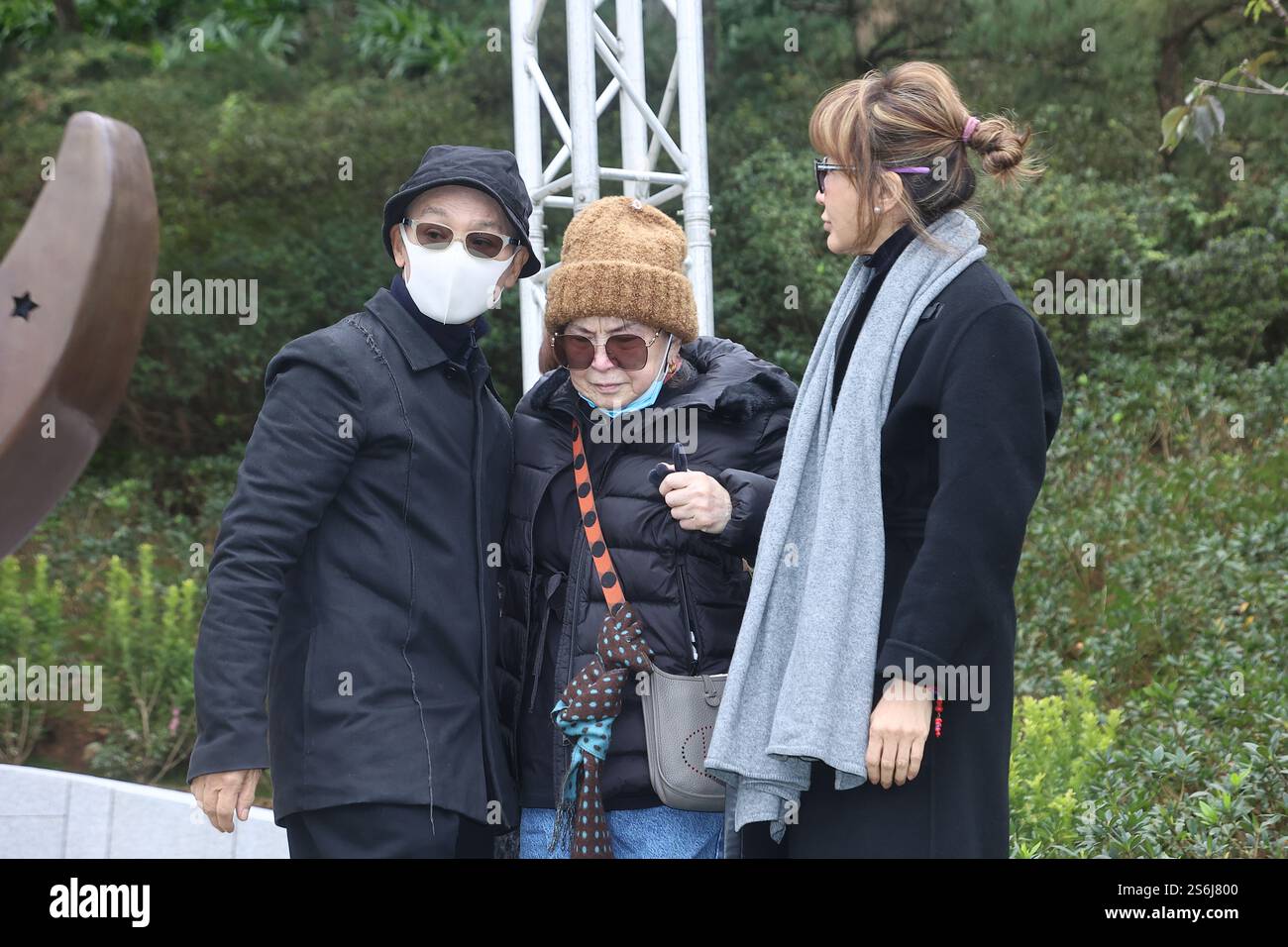 TAIPEI, CHINA - JANUARY 17, 2025 - Family members of female singer CoCo ...