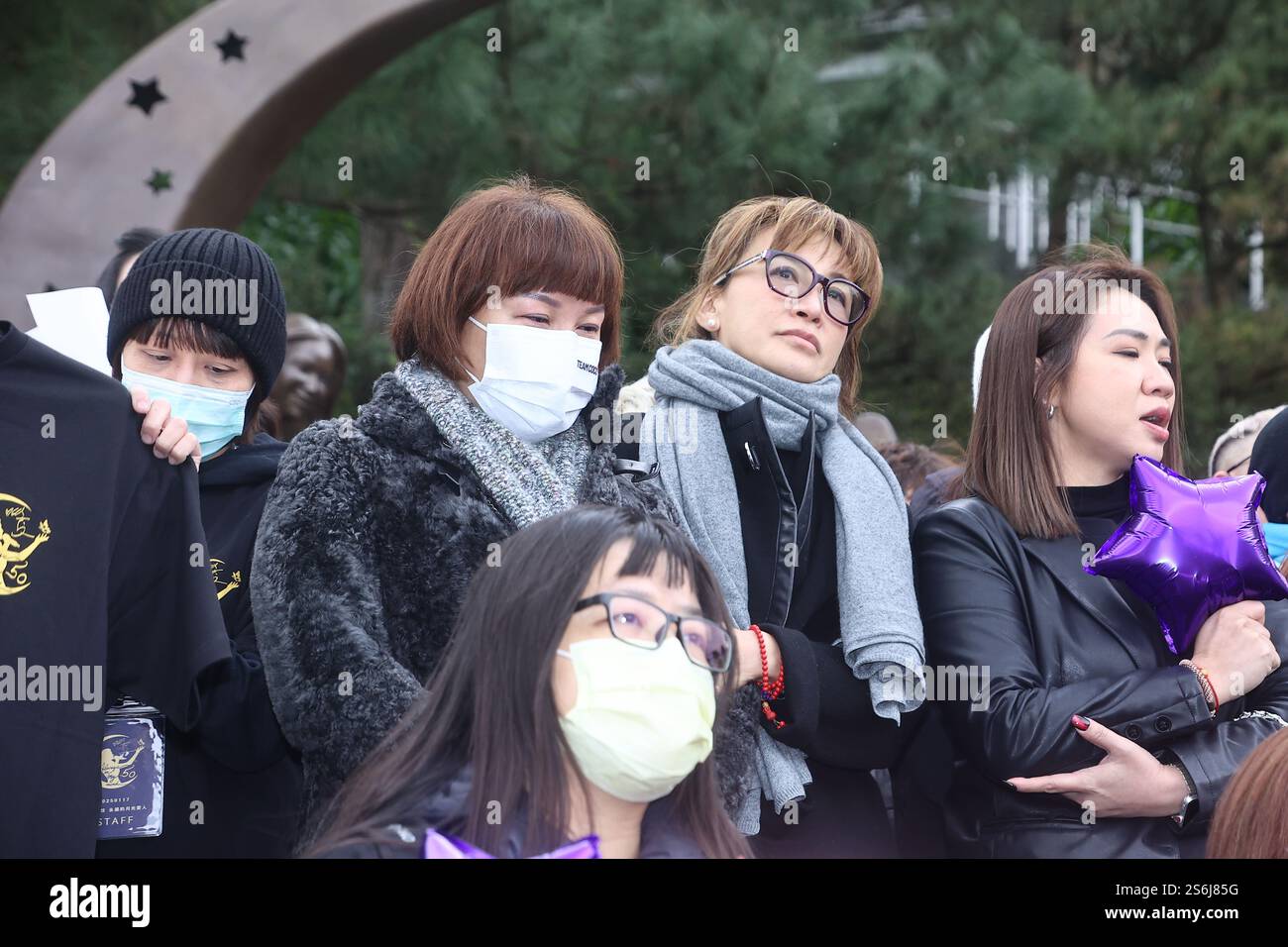 TAIPEI, CHINA - JANUARY 17, 2025 - Family members of female singer CoCo ...