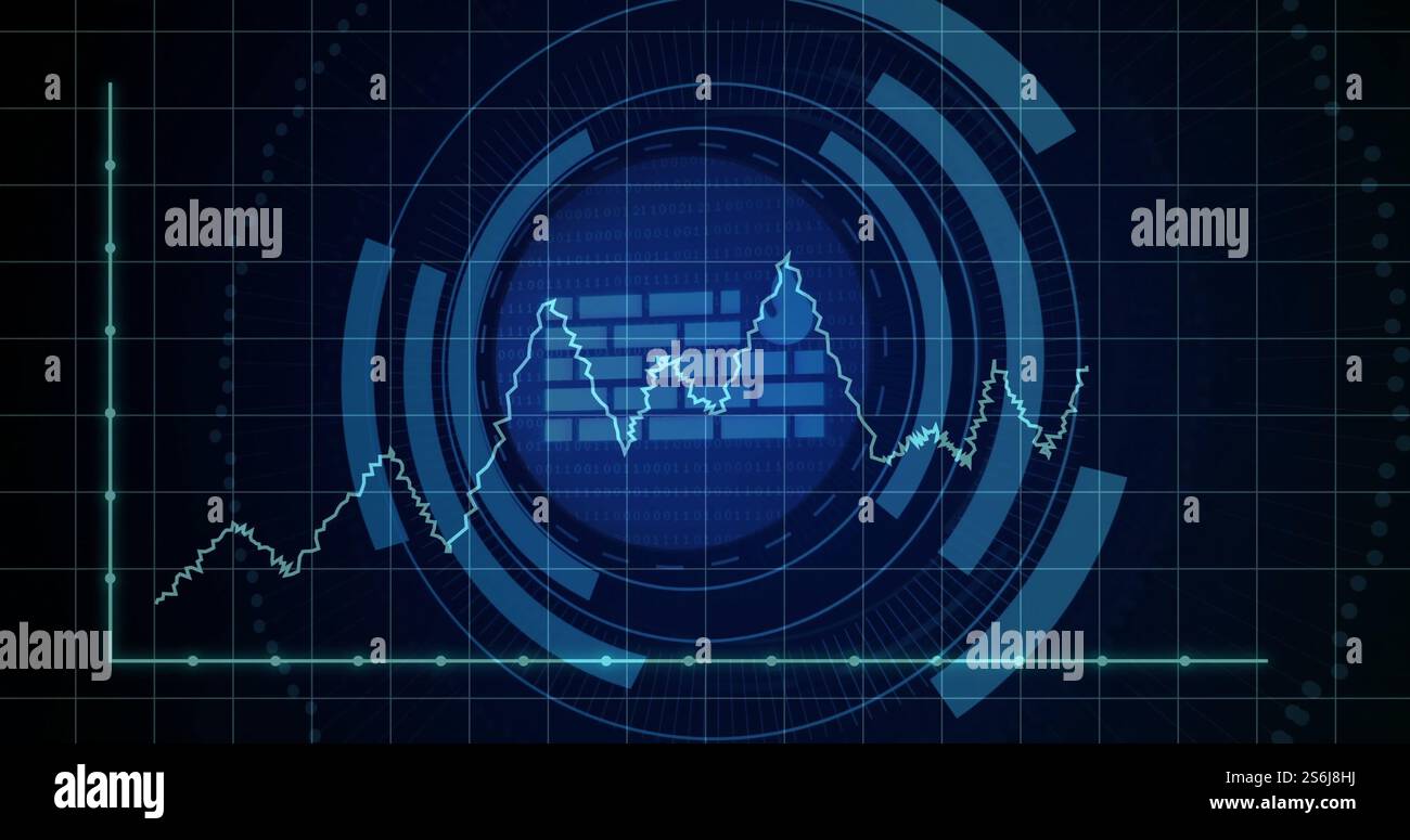Image of firewall icon and digital data processing over dark background ...