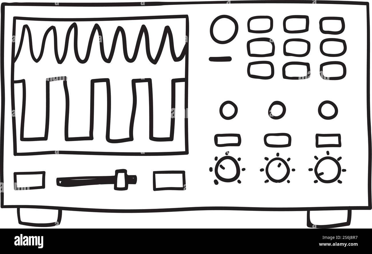 Oscilloscope Icon. Hand Drawn Sketch Design. Vector Illustration Stock ...