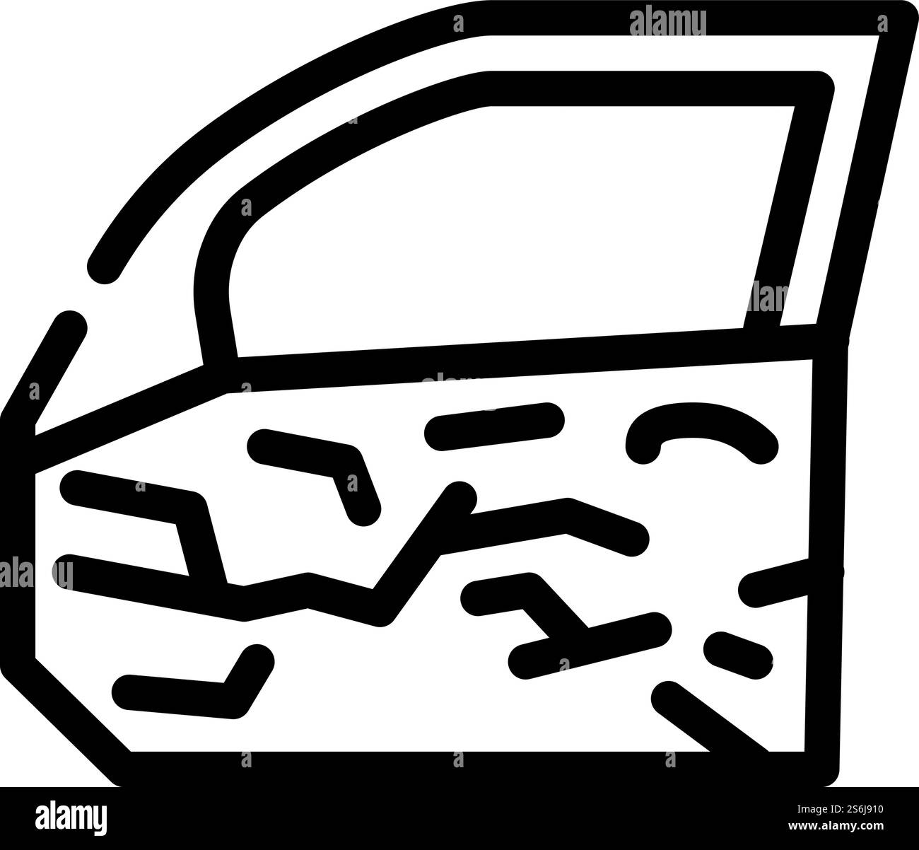 car door damaged paint line icon vector. car door damaged paint sign ...