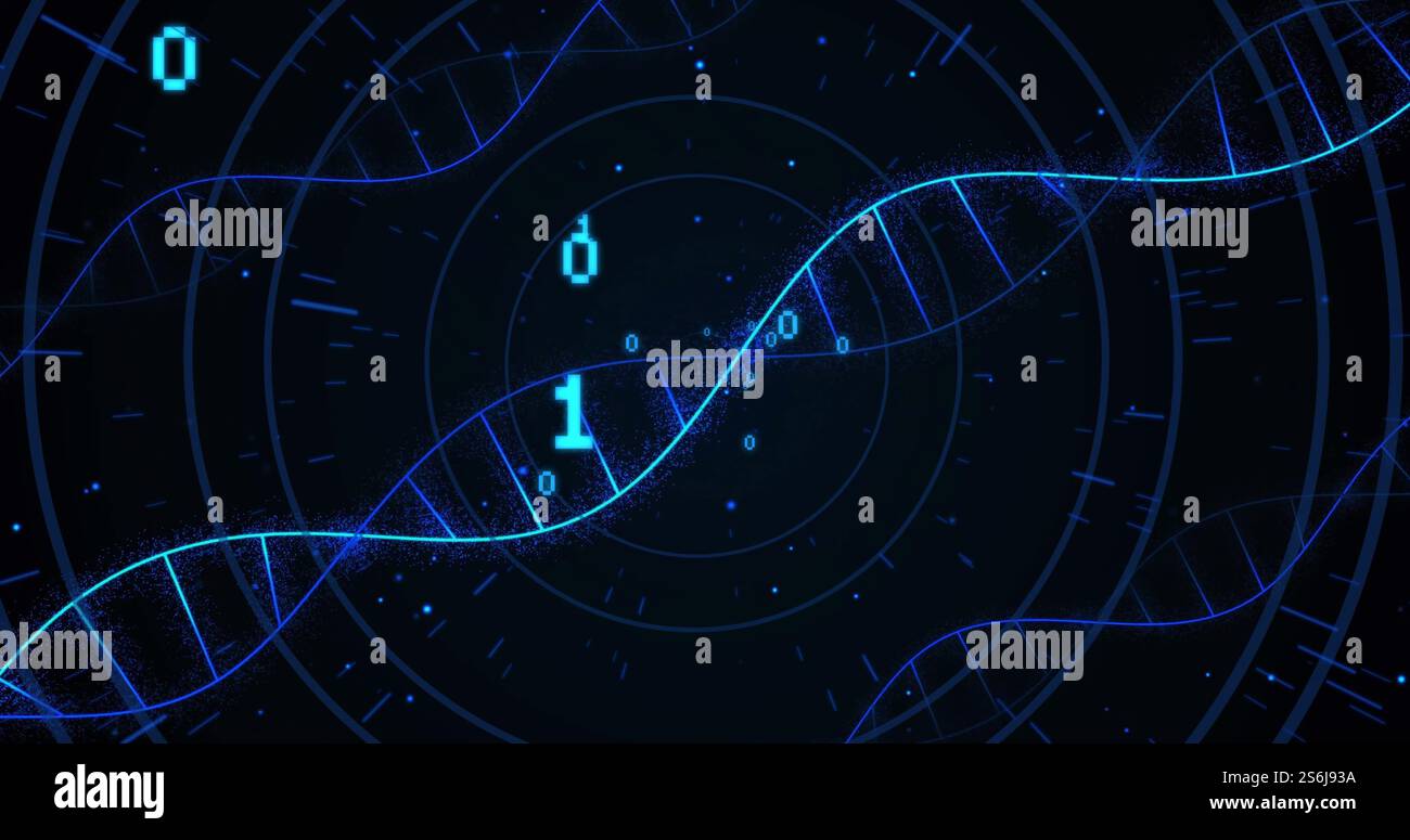 Image of dna strands and binary coding digital data processing Stock Photo - Alamy