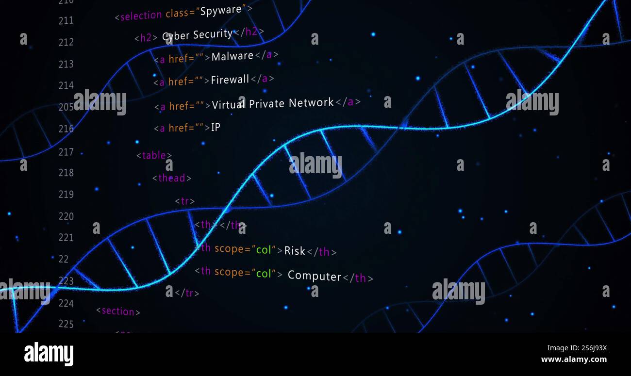 Image of digital data processing over dna strand spinning Stock Photo - Alamy