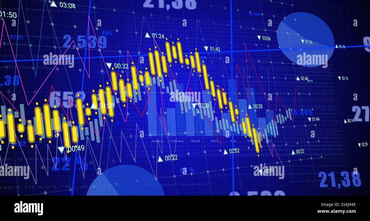 Image of digital data processing over grid Stock Photo - Alamy