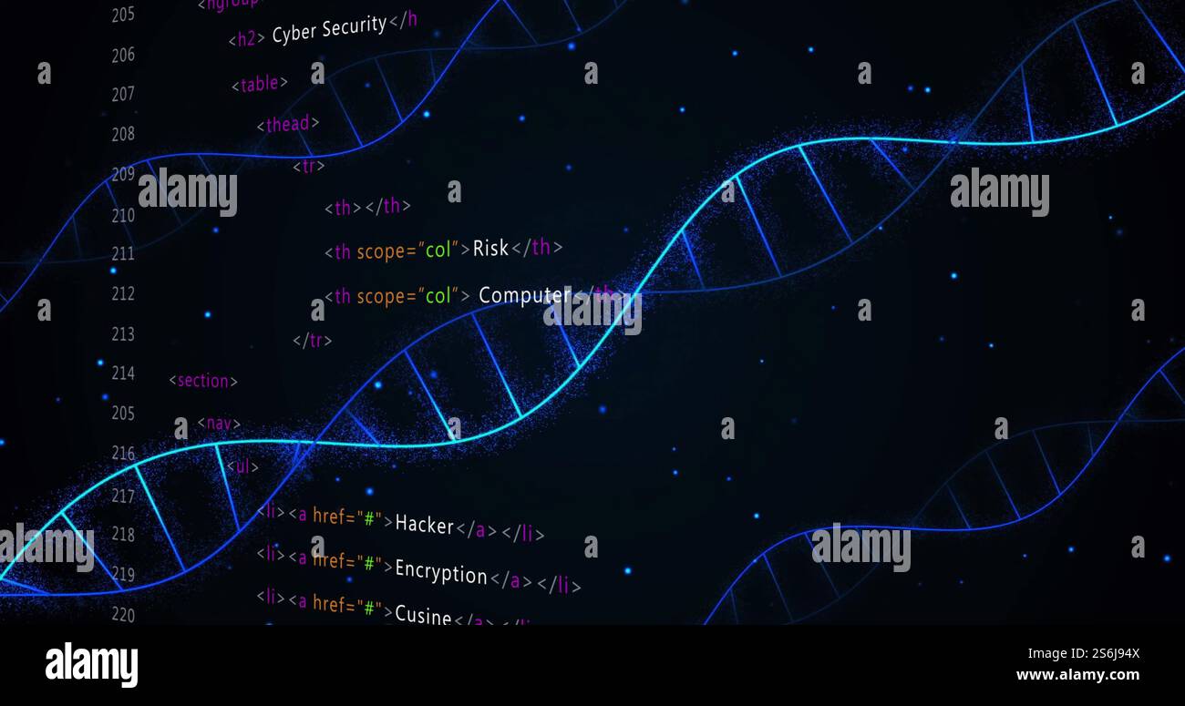 Image of digital data processing over dna strand spinning Stock Photo - Alamy
