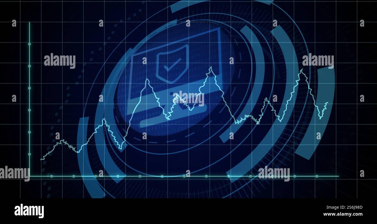 Image of scope scanning and computer with shield over diagram Stock Photo - Alamy