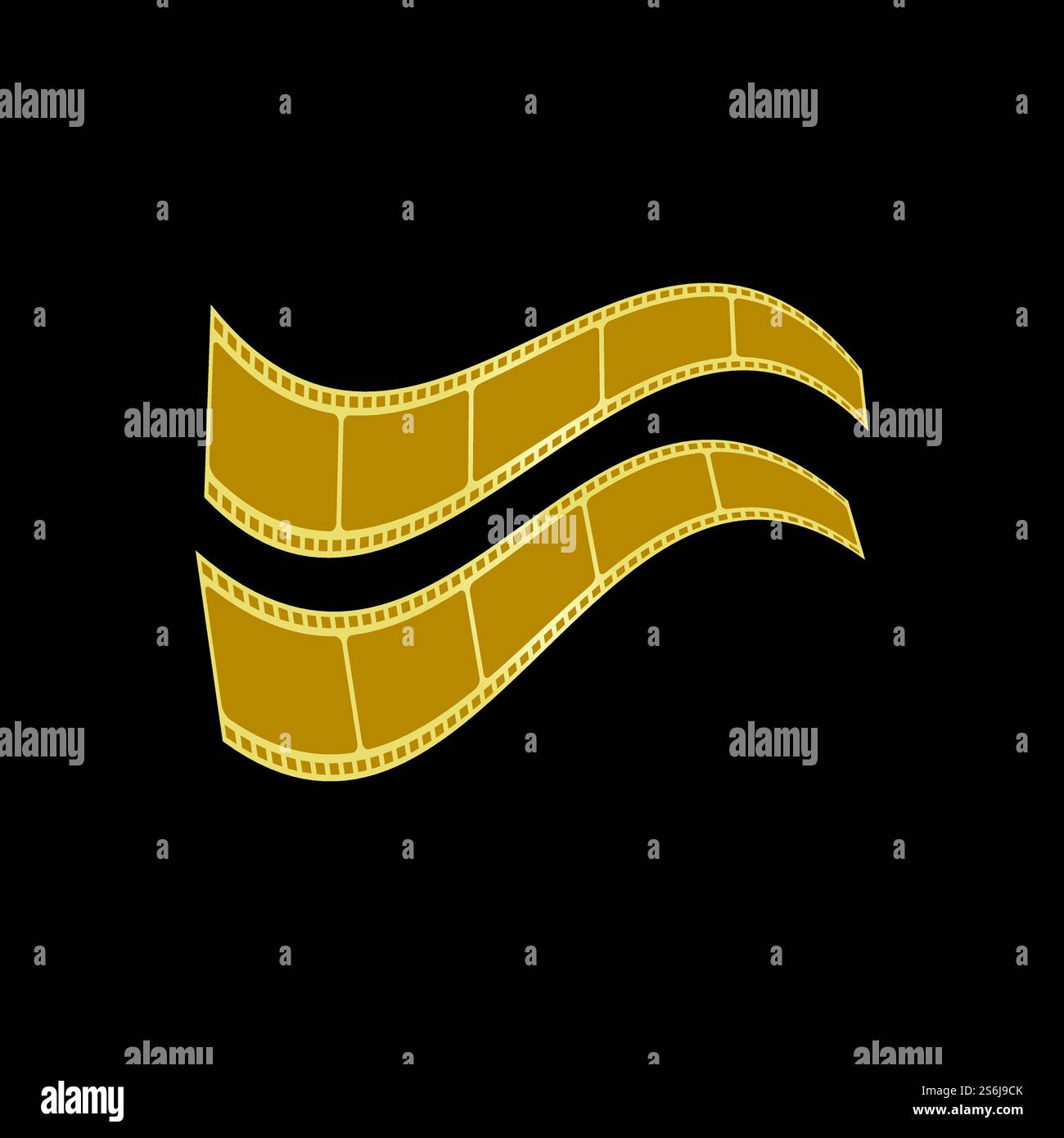 GOLDEN FILM STRIP ISOLATED ON BLACK BACKGROUND VECTOR ILLUSTRATION ...