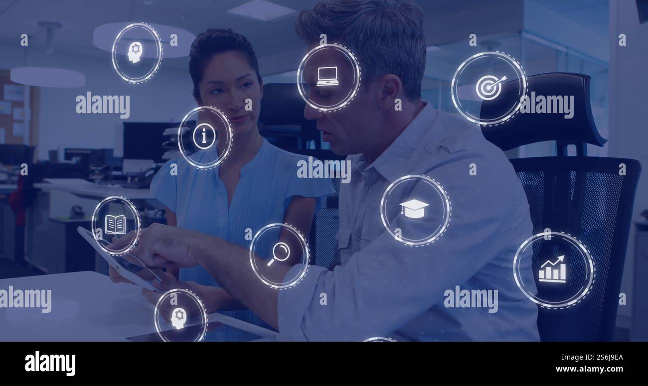 Image of 5g text and digital icons processing over diverse people using ...