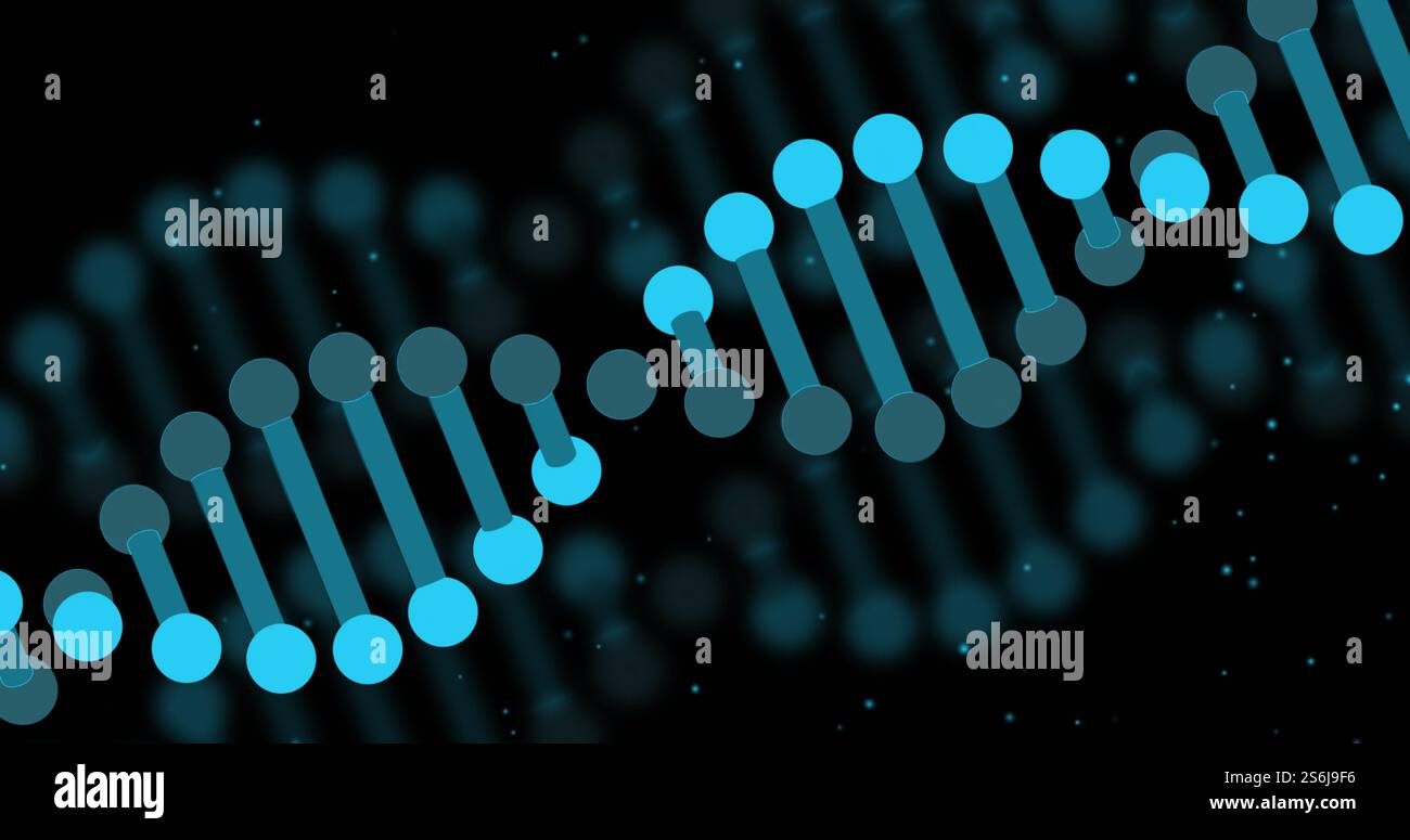 Image of dna strands over black background Stock Photo - Alamy