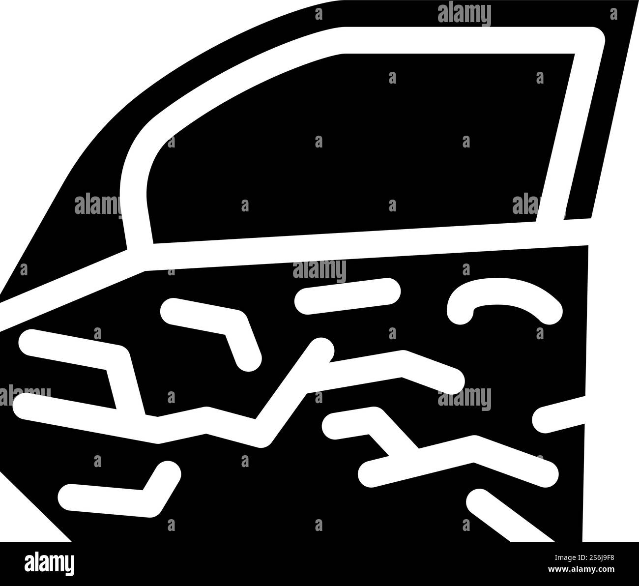car door damaged paint glyph icon vector. car door damaged paint sign ...