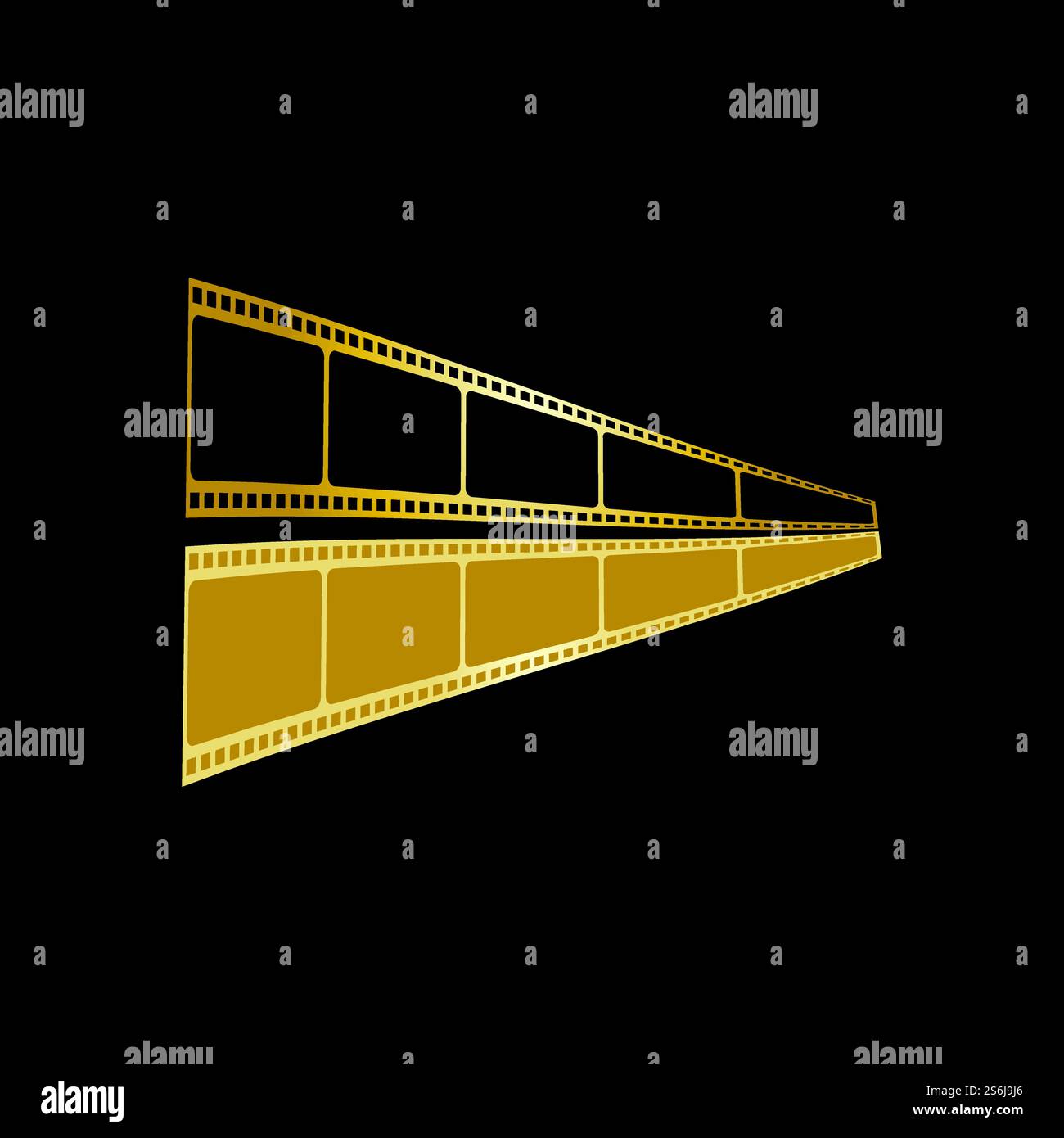 GOLDEN FILM STRIP ISOLATED ON BLACK BACKGROUND VECTOR ILLUSTRATION ...