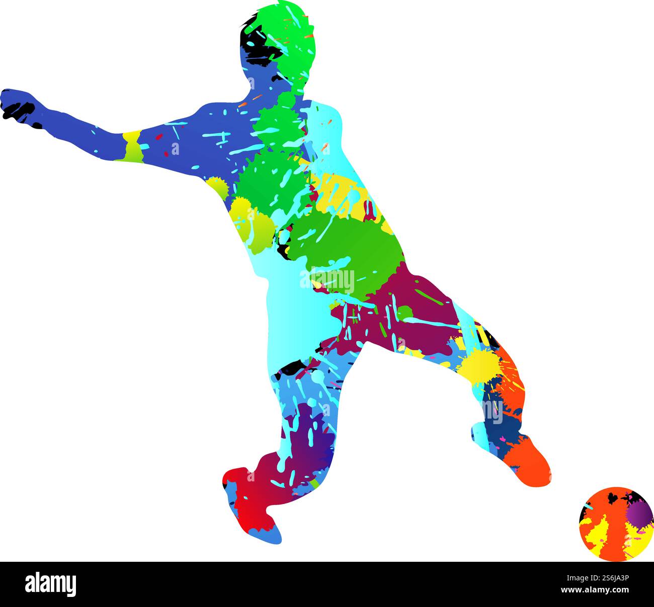 Soccer (football) player silhouette. Color grunge design with blob ...