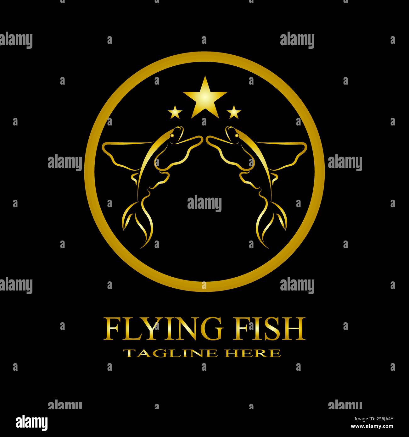 gold flying fish logo vector icon design template Stock Vector Image ...
