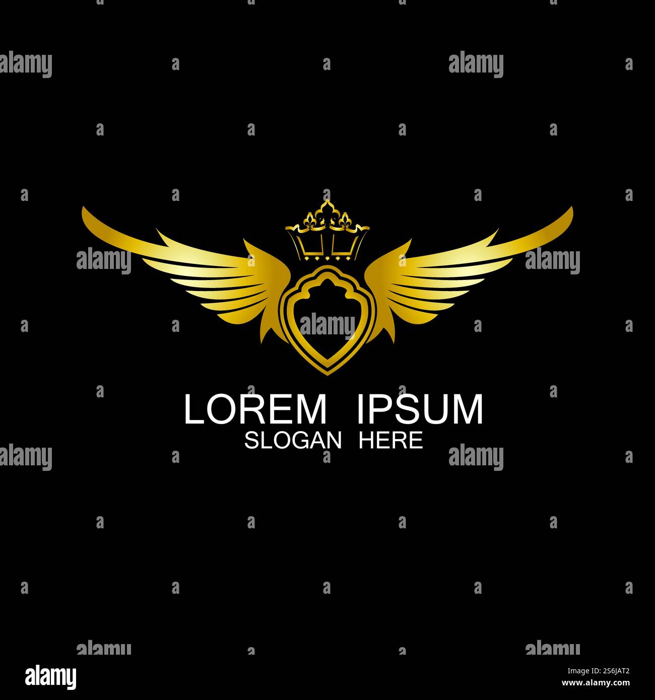 golden winged shield with crown logo / heraldry symbol Stock Vector ...