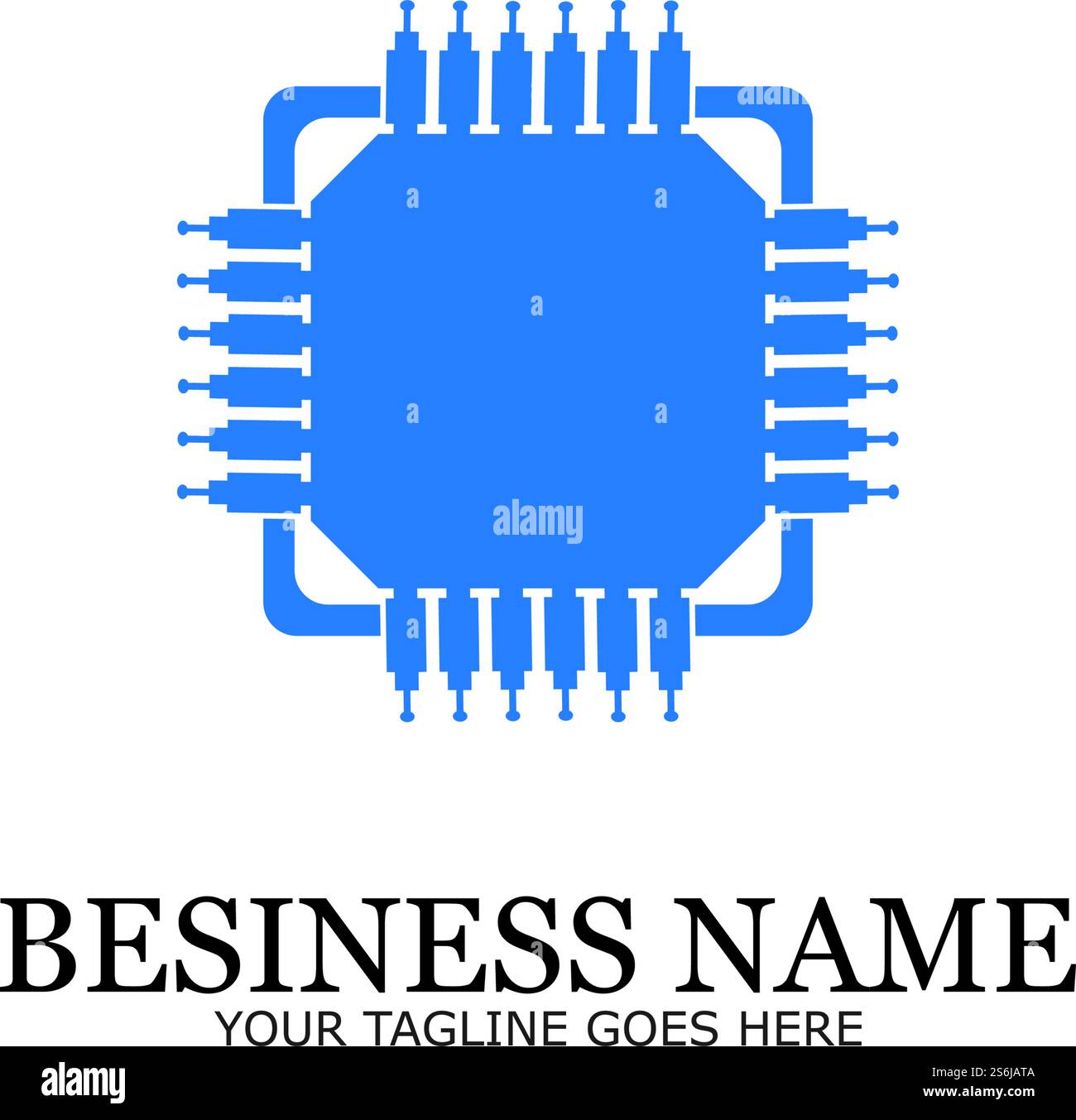 CPU processor line vector icon for websites and mobile flat design ...