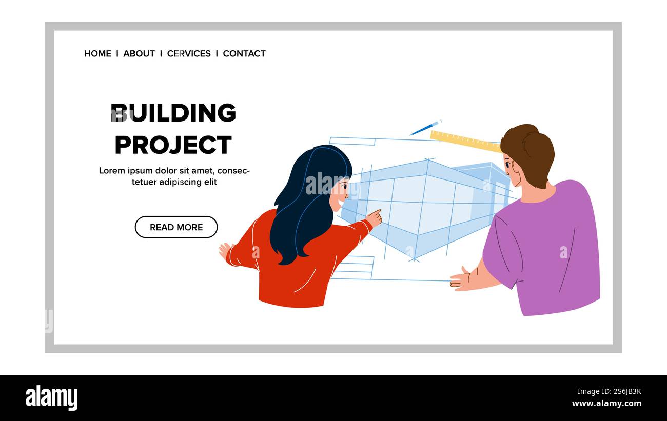 Building Project Developing Architects Vector. Designer And Engineer ...