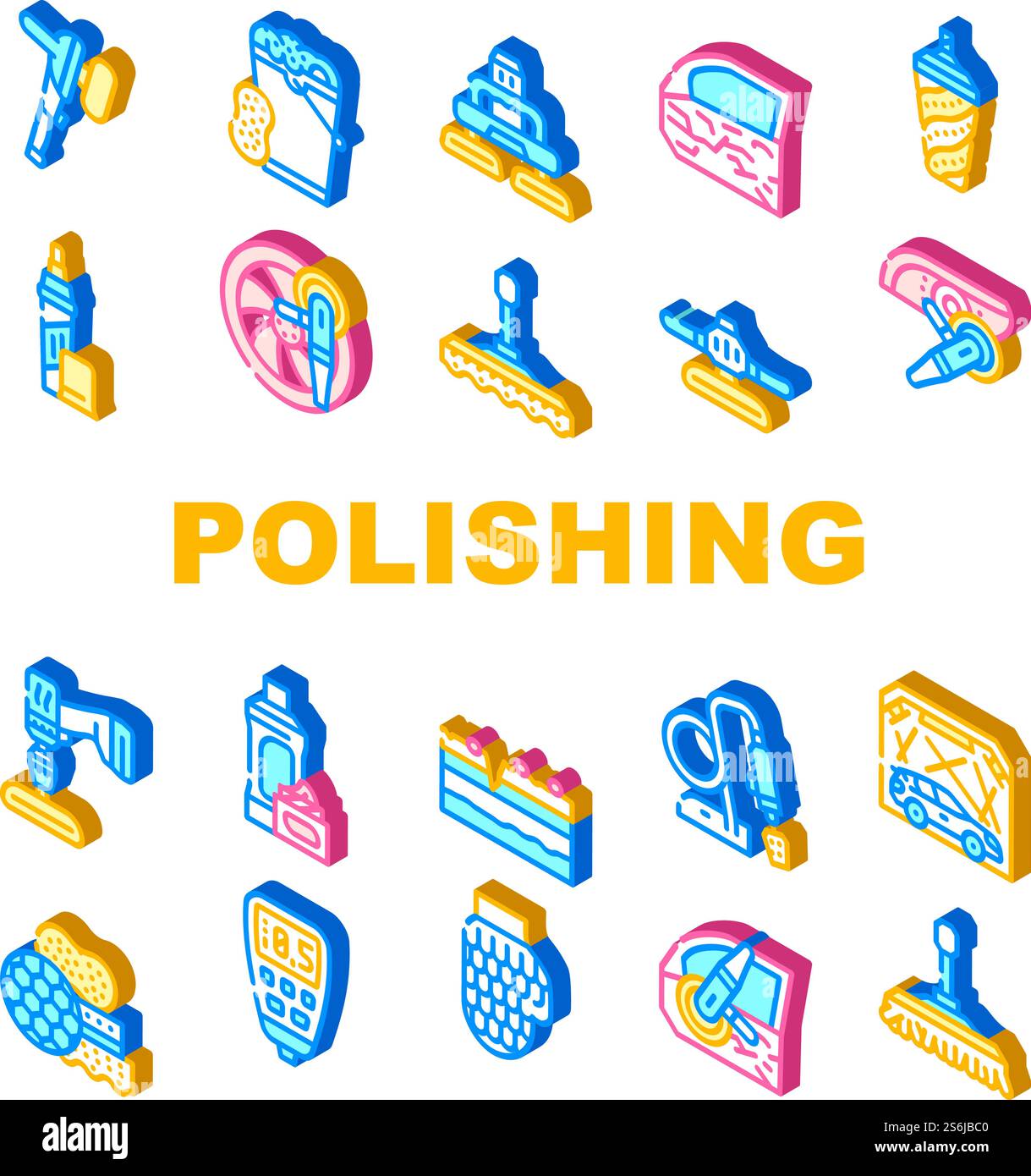 Car Polishing Tool Collection Icons Set Vector. Screwdriver With ...