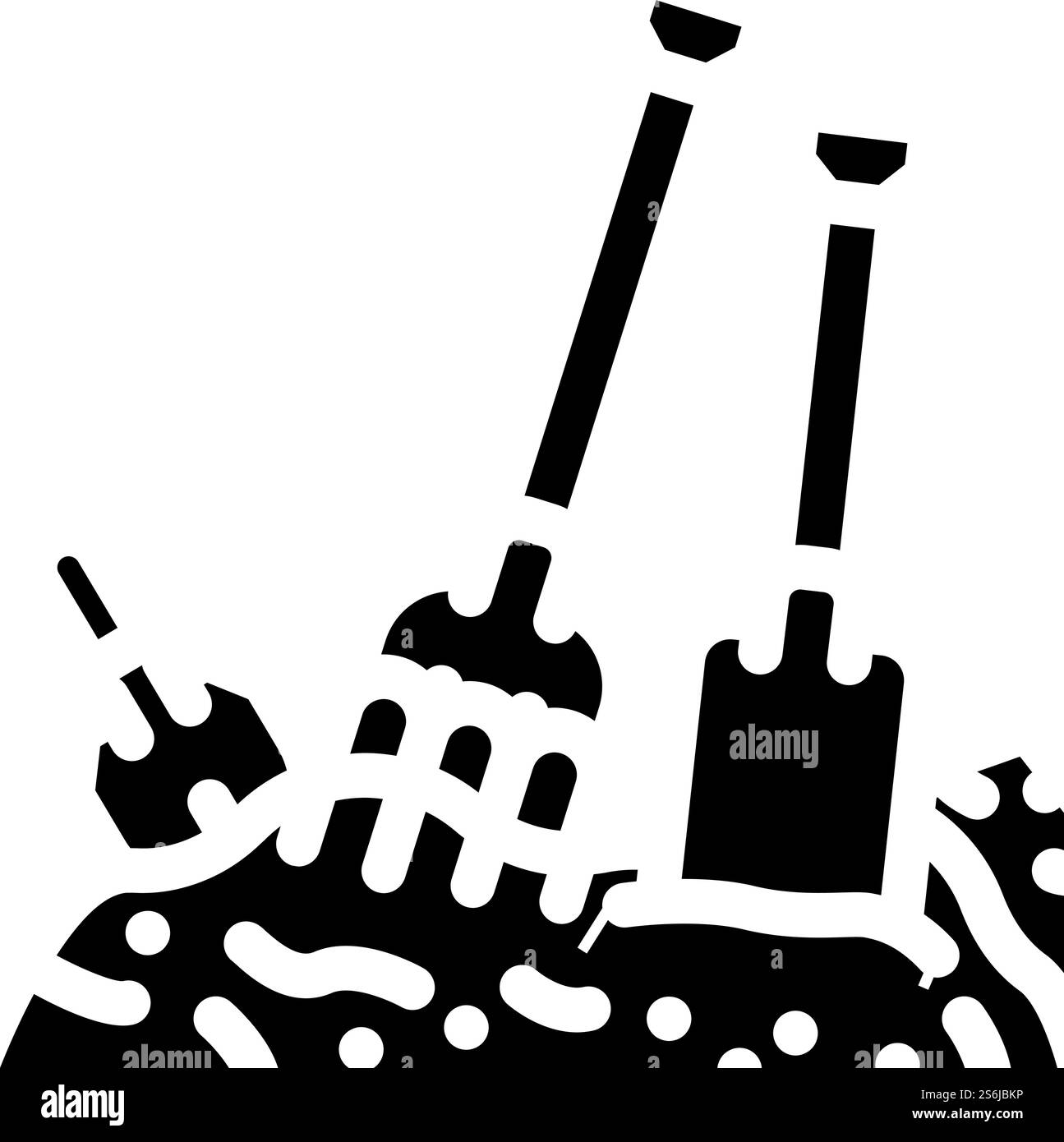 pitchfork and shovel tool on compost pile glyph icon vector. pitchfork ...