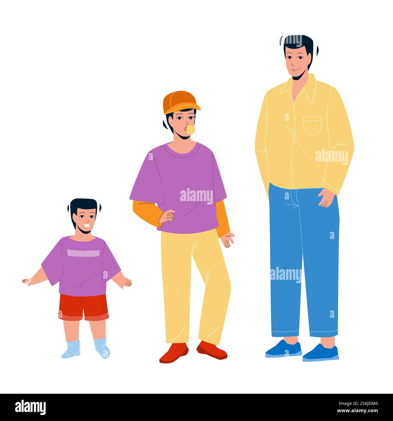 Growing Boy From Little Baby To Adult Man Vector. Growing Boy, Smiling ...