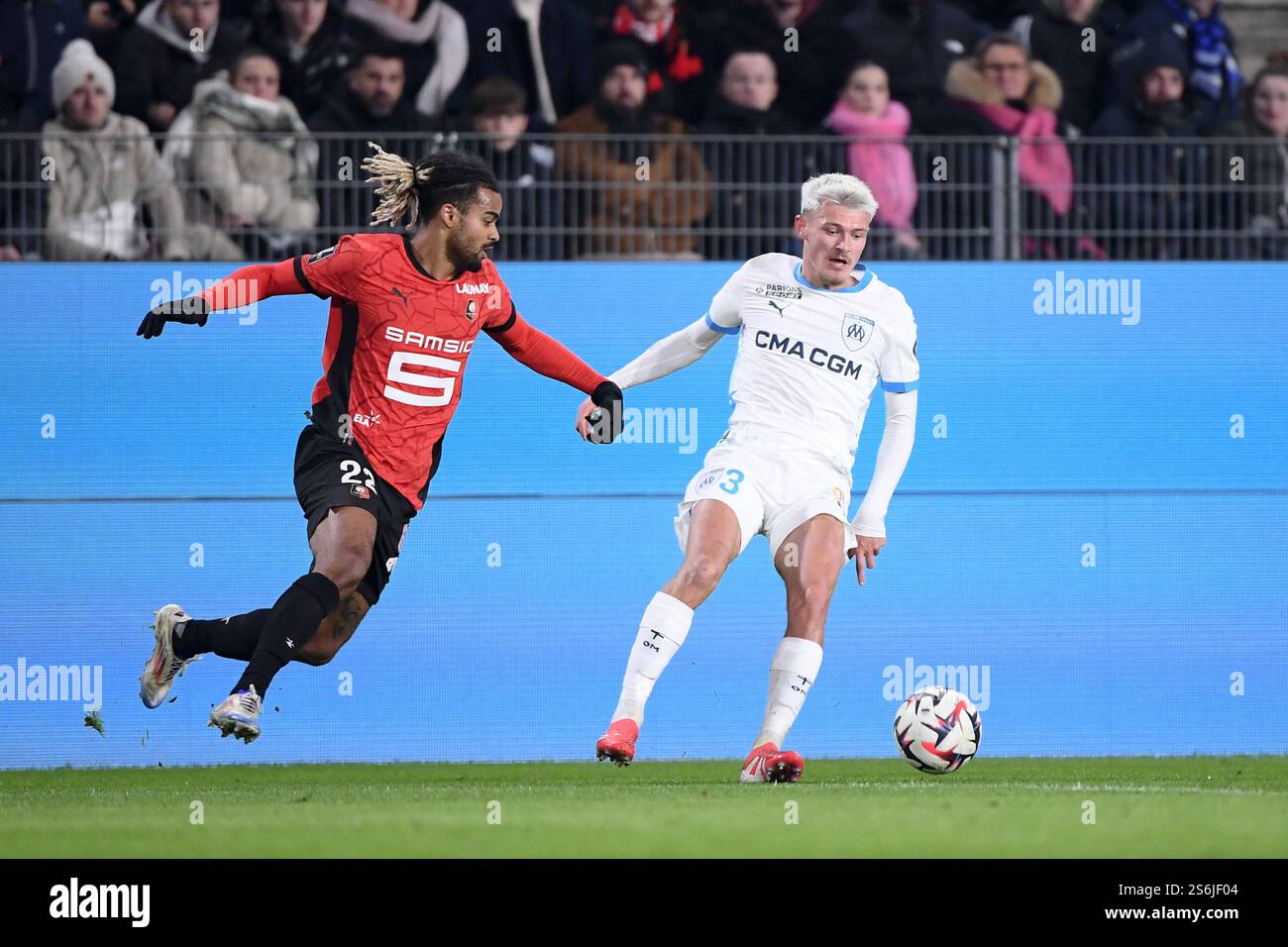 22 Lorenz ASSIGNON (srfc) - 03 Quentin MERLIN (om) during the Ligue 1 ...