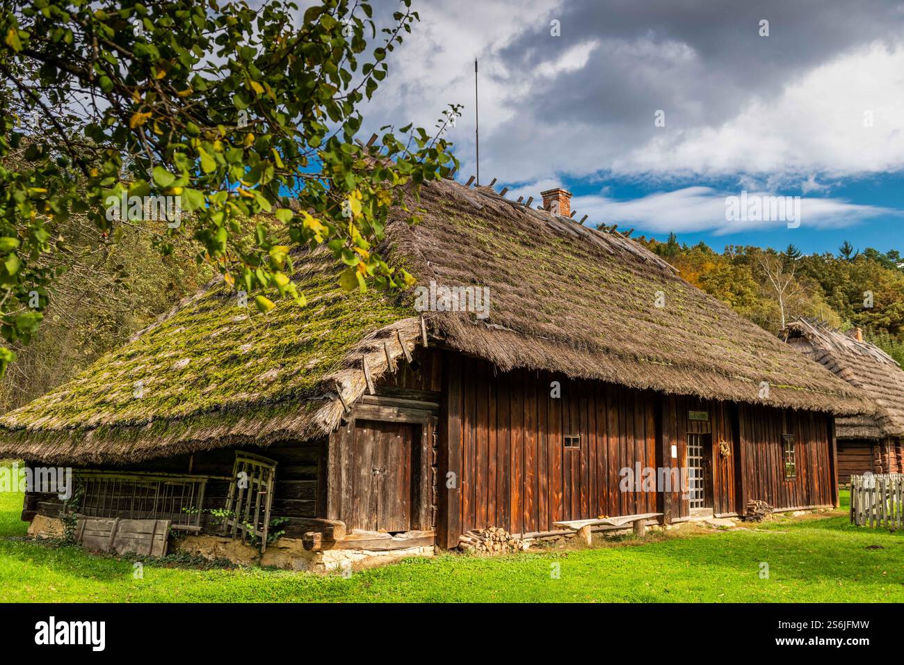 Historic Polish Countryside with Traditional Wooden Houses and Scenic ...