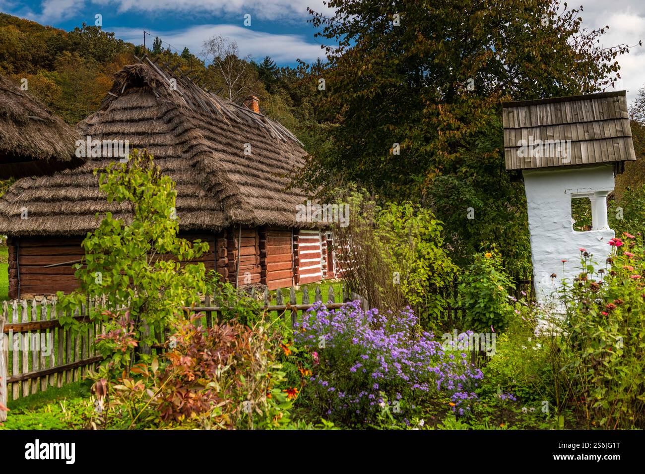 Historic Polish Countryside with Traditional Wooden Houses and Scenic ...