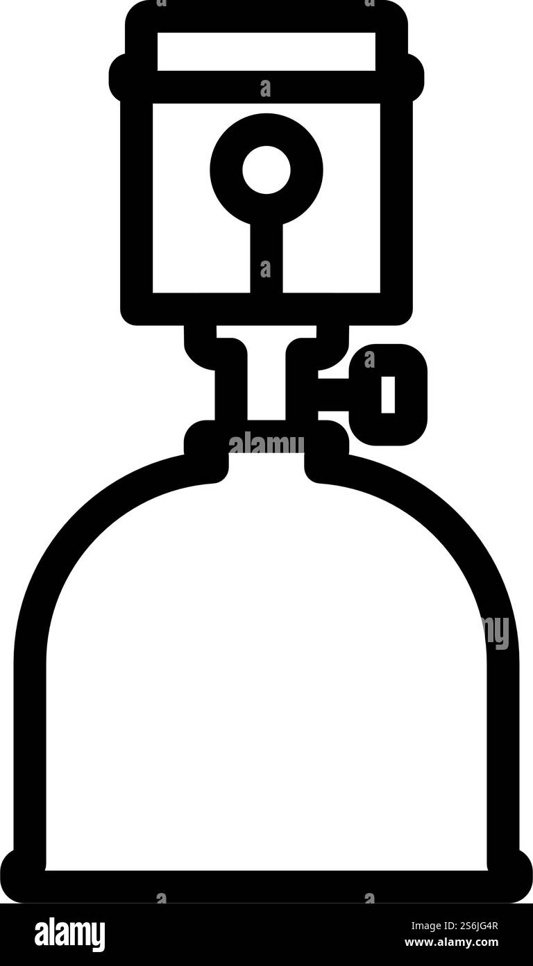 Icon Of Camping Gas Burner Lamp. Editable Bold Outline Design. Vector ...