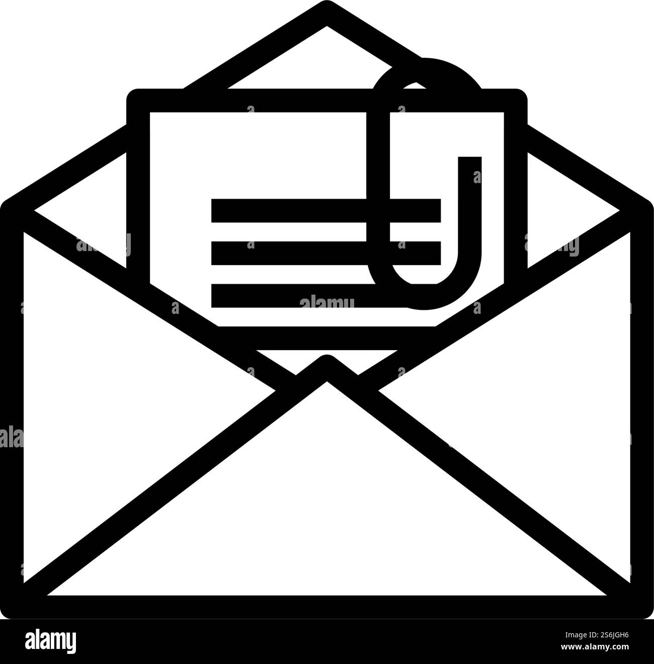 Mail With Attachment Icon. Editable Bold Outline Design. Vector ...