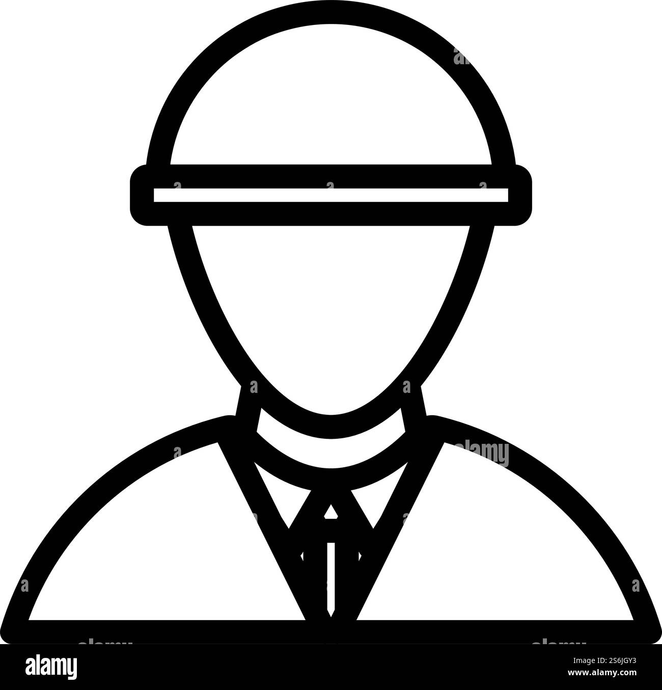 Icon Of Construction Worker Head In Helmet. Editable Bold Outline ...
