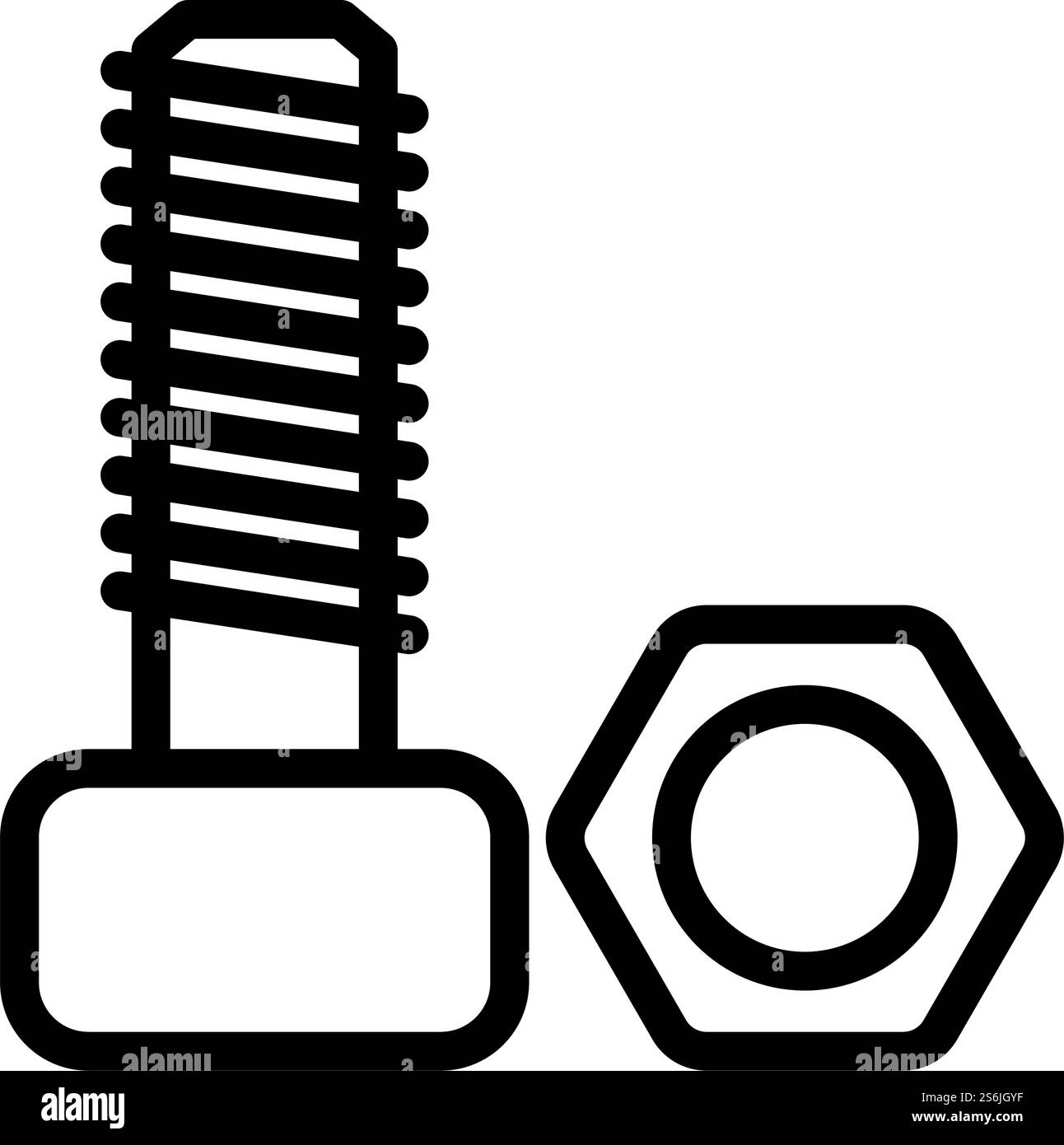 Icon Of Bolt And Nut. Editable Bold Outline Design. Vector Illustration ...