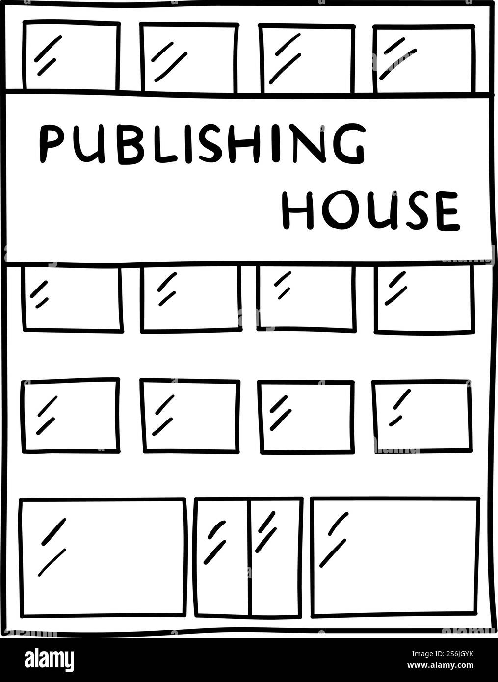 Publishing House Icon. Hand Drawn Sketch Design. Vector Illustration ...