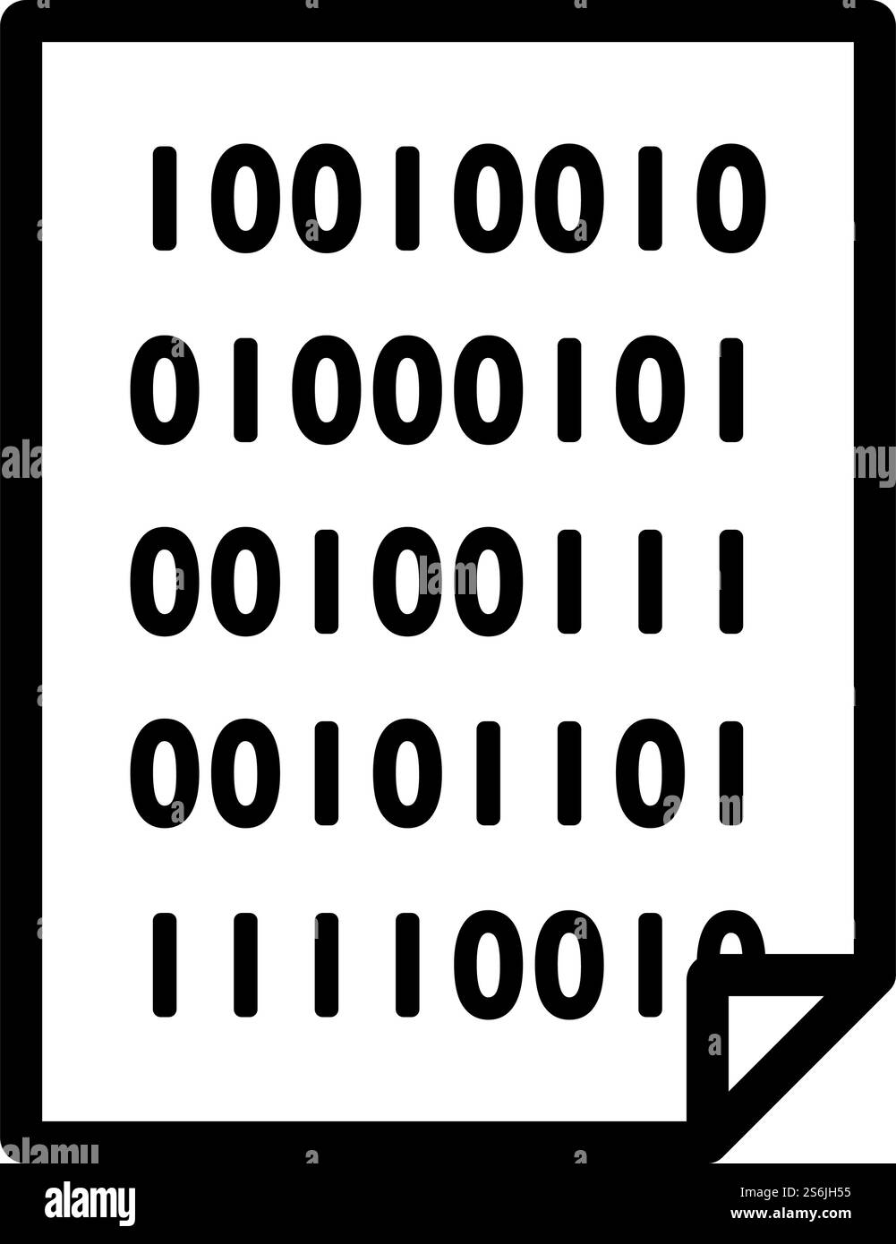 Sheet With Binary Code Icon. Editable Bold Outline Design. Vector Illustration Stock Vector ...
