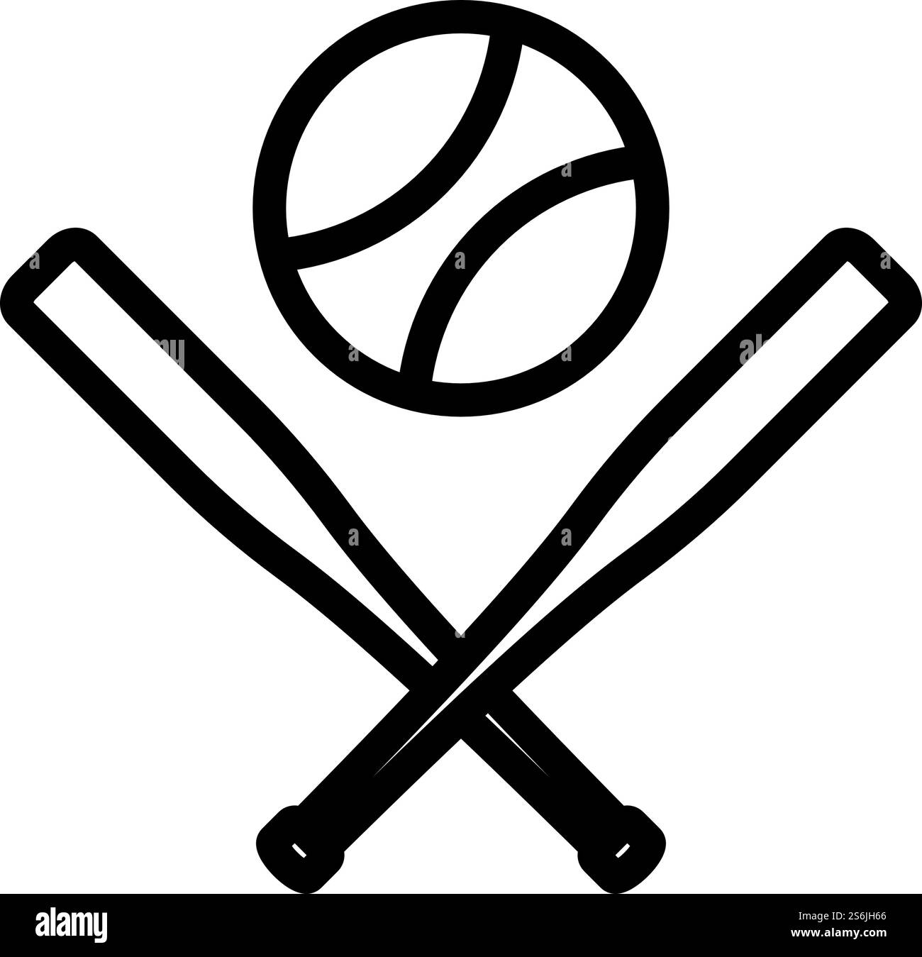 Baseball Crossed Buts And Ball Icon. Editable Bold Outline Design ...