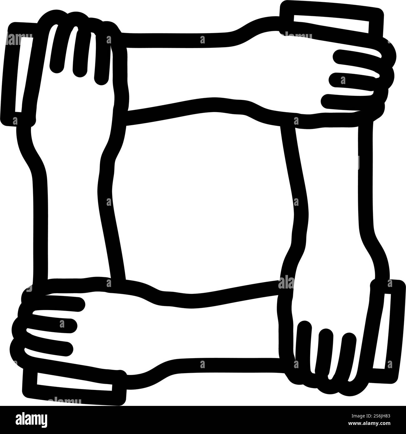 Icon Of Crossed Hands. Editable Bold Outline Design. Vector ...