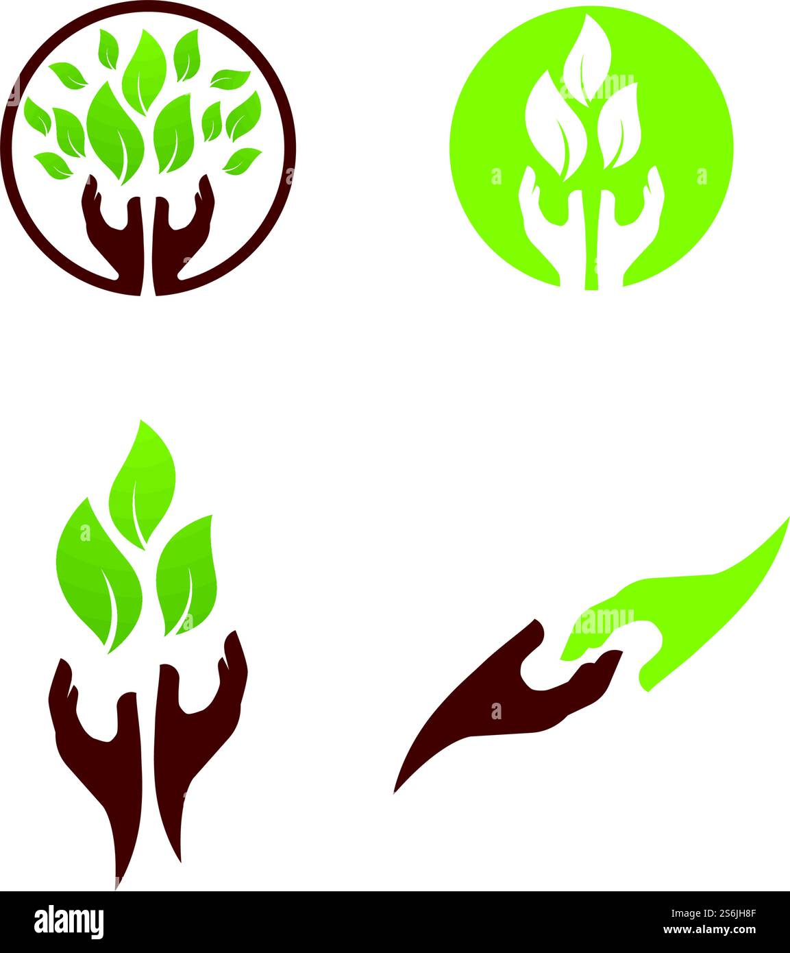 Save nature ecology logo hand and leaf illustration Stock Vector Image ...