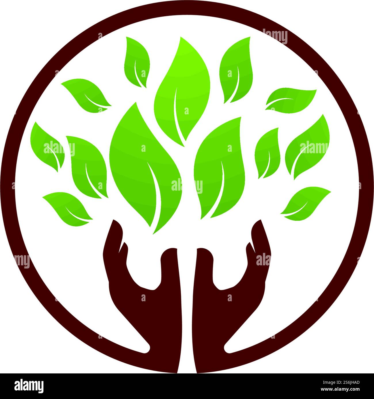Save nature ecology logo hand and leaf illustration Stock Vector Image ...